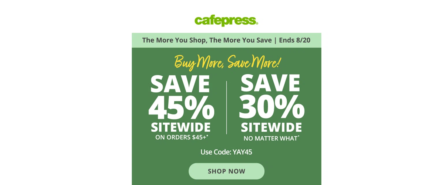 CafePress Promo Codes - 45% Off (6 Verified) Sep 2025