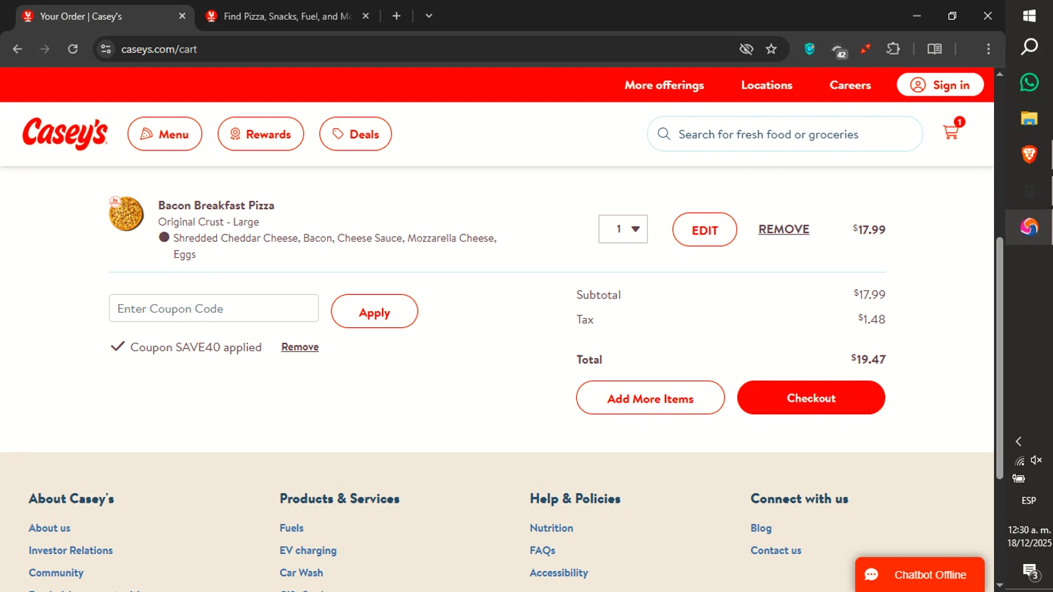 Casey's Promo Codes - 40% Off (4 Verified) Dec 2025