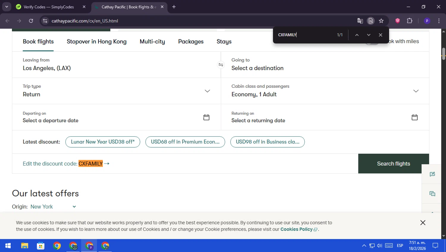Cathay Pacific Airways Promo Code - 10% Off Mar 2026
