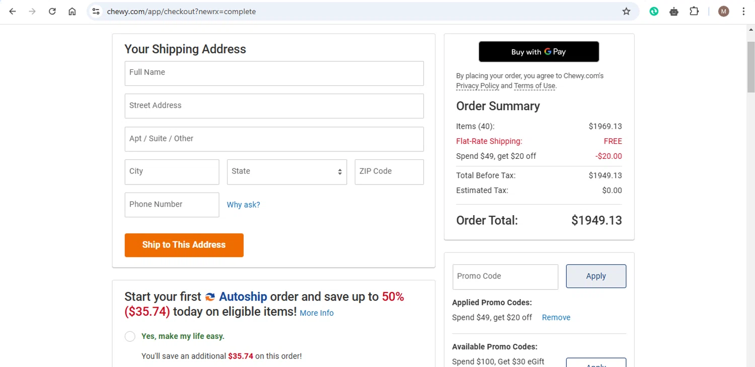 Chewy Promo Codes - $20 Off | November 2024