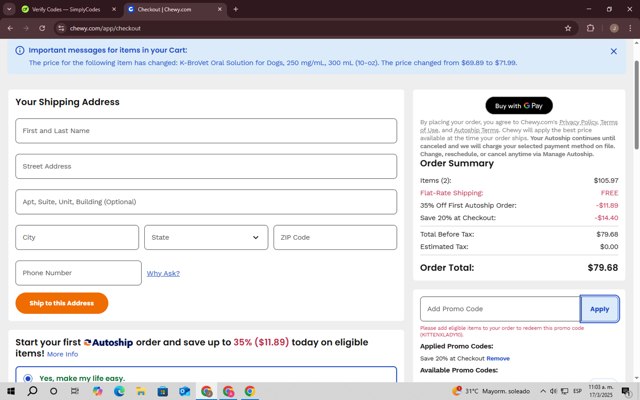 Chewy Promo Codes (9 Verified) - $20 Off Sitewide Mar 2025