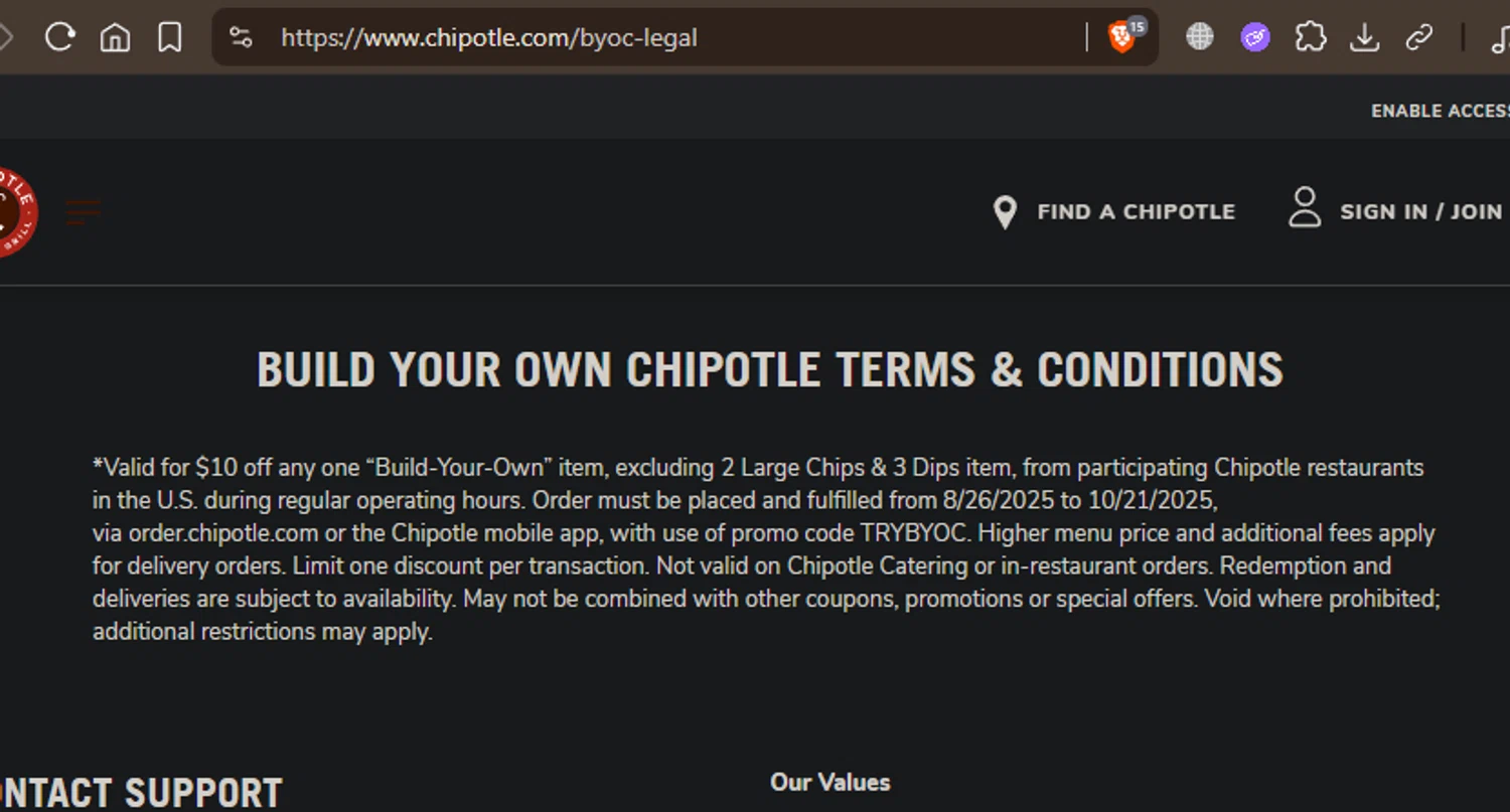 Chipotle Promo Codes - $10 Off (4 Verified) Nov 2025