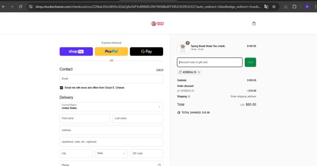 Chuck E. Cheese's Promo Codes - 15% Off May 2025
