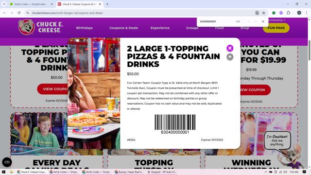 Chuck E. Cheese's Promo Codes - 15% Off Oct 2025