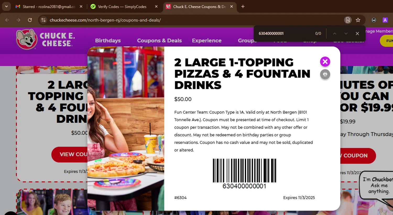 Chuck E. Cheese's Promo Codes - $50 Off Oct 2025