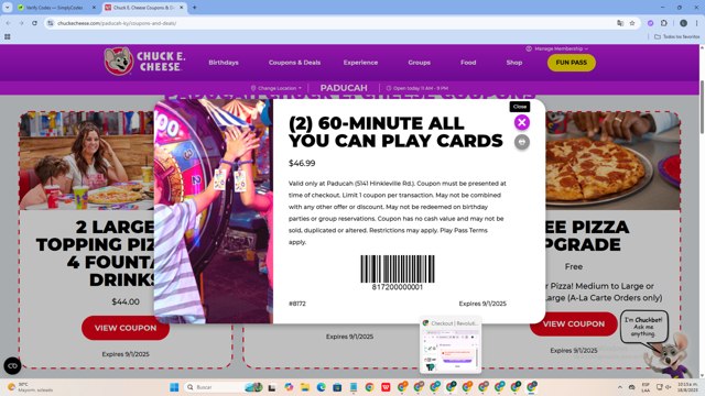 Chuck E. Cheese's Promo Codes - $50 Off Aug 2025