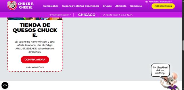 Chuck E. Cheese's Promo Codes - 15% Off Oct 2025