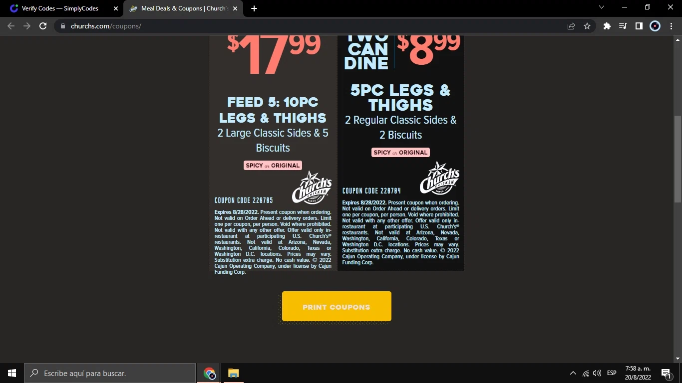 Church's Texas Chicken Promo Codes - $22 Off Jan 2025