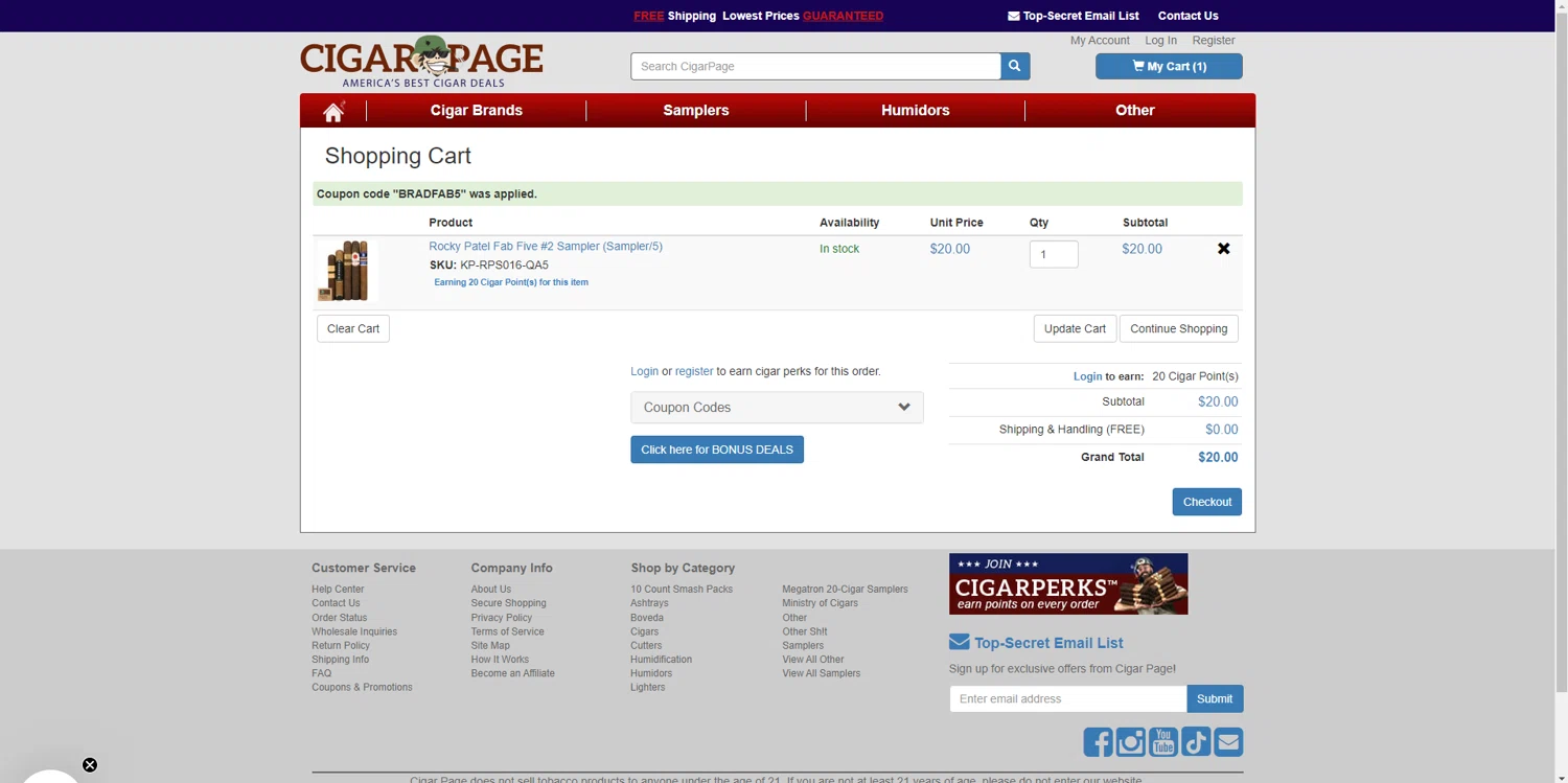 CigarPage Coupon Codes - $15 Off | November 2024