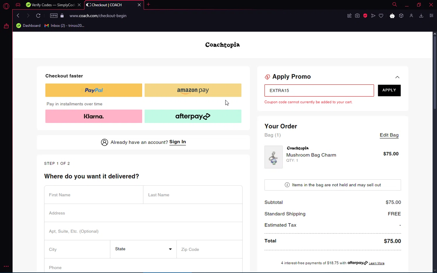 Coach Promo Codes (1 Verified) - $20 Off w/Code May 2025