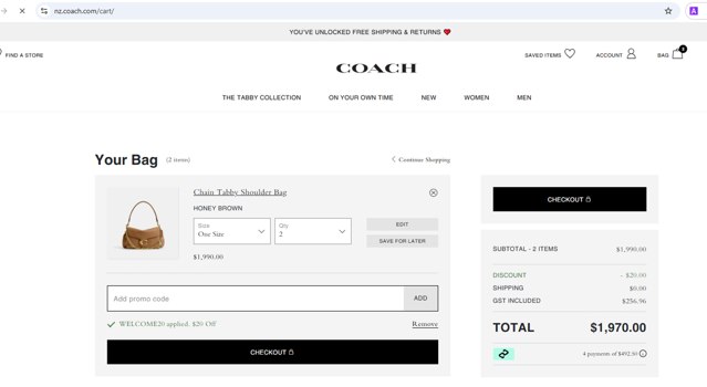 Coach Promo Codes (1 Verified) - $20 Off w/Code Mar 2025