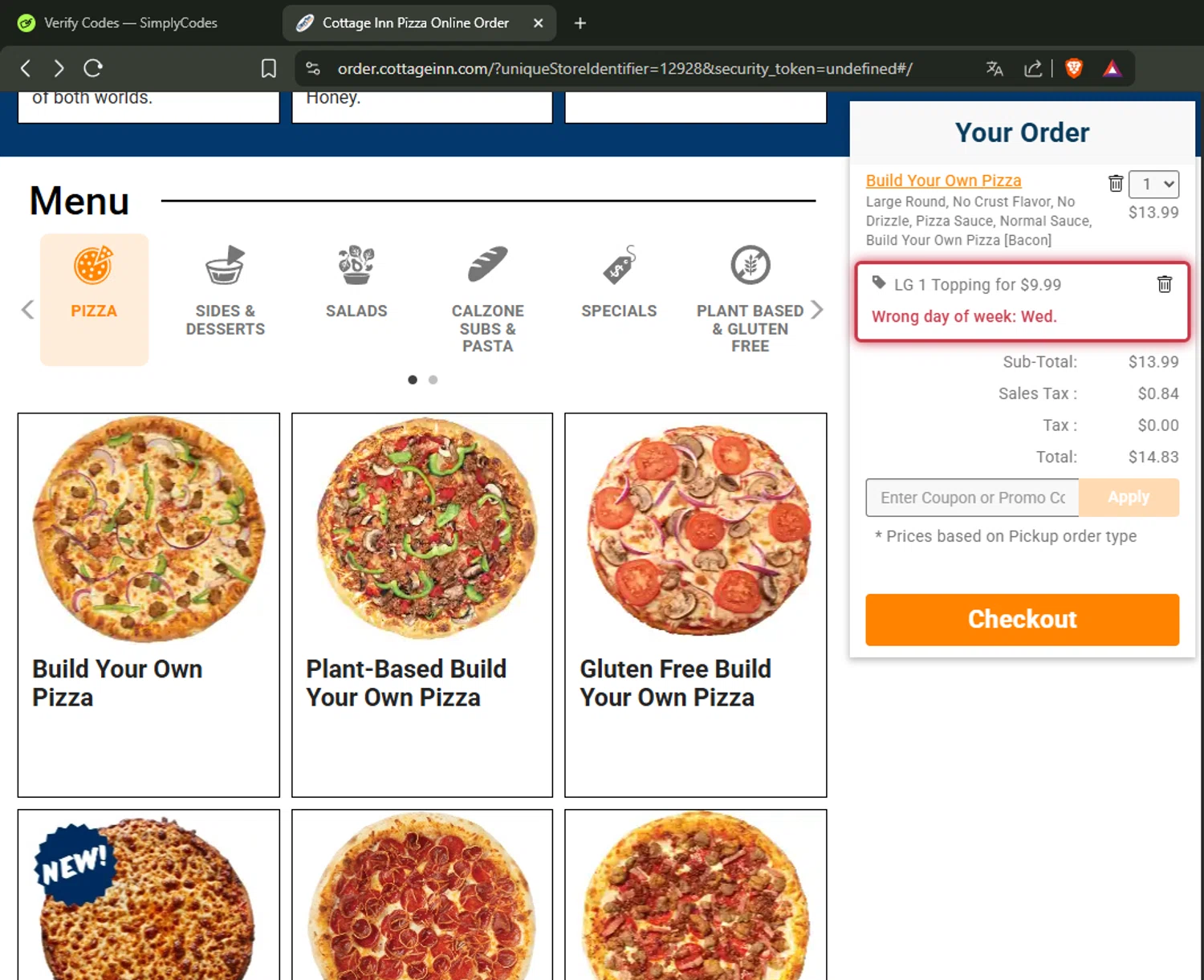 Cottage Inn Pizza Promo Codes - $10 Off November