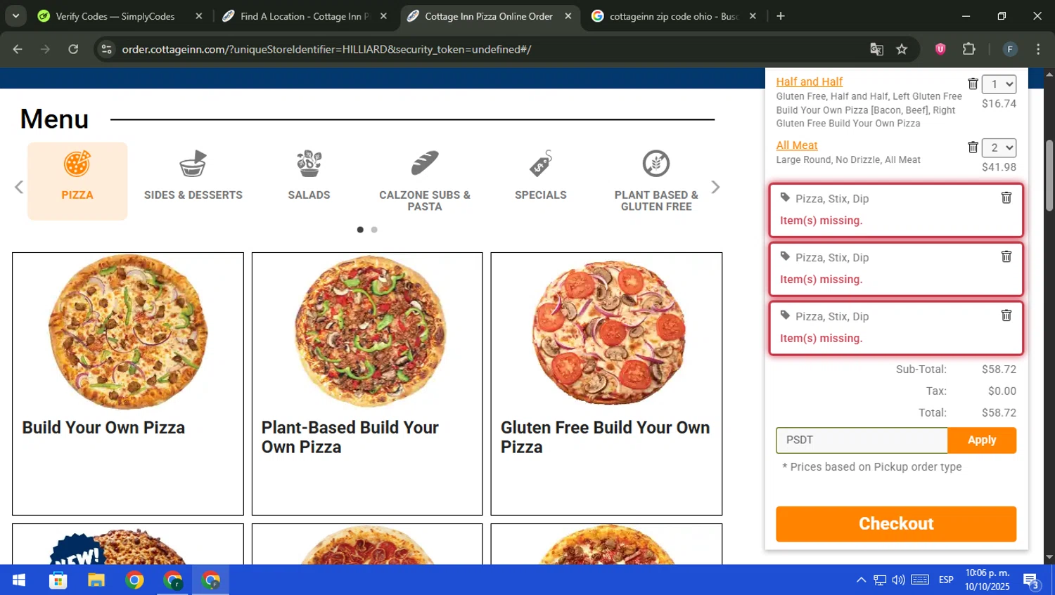 Cottage Inn Pizza Promo Codes - $10 Off November