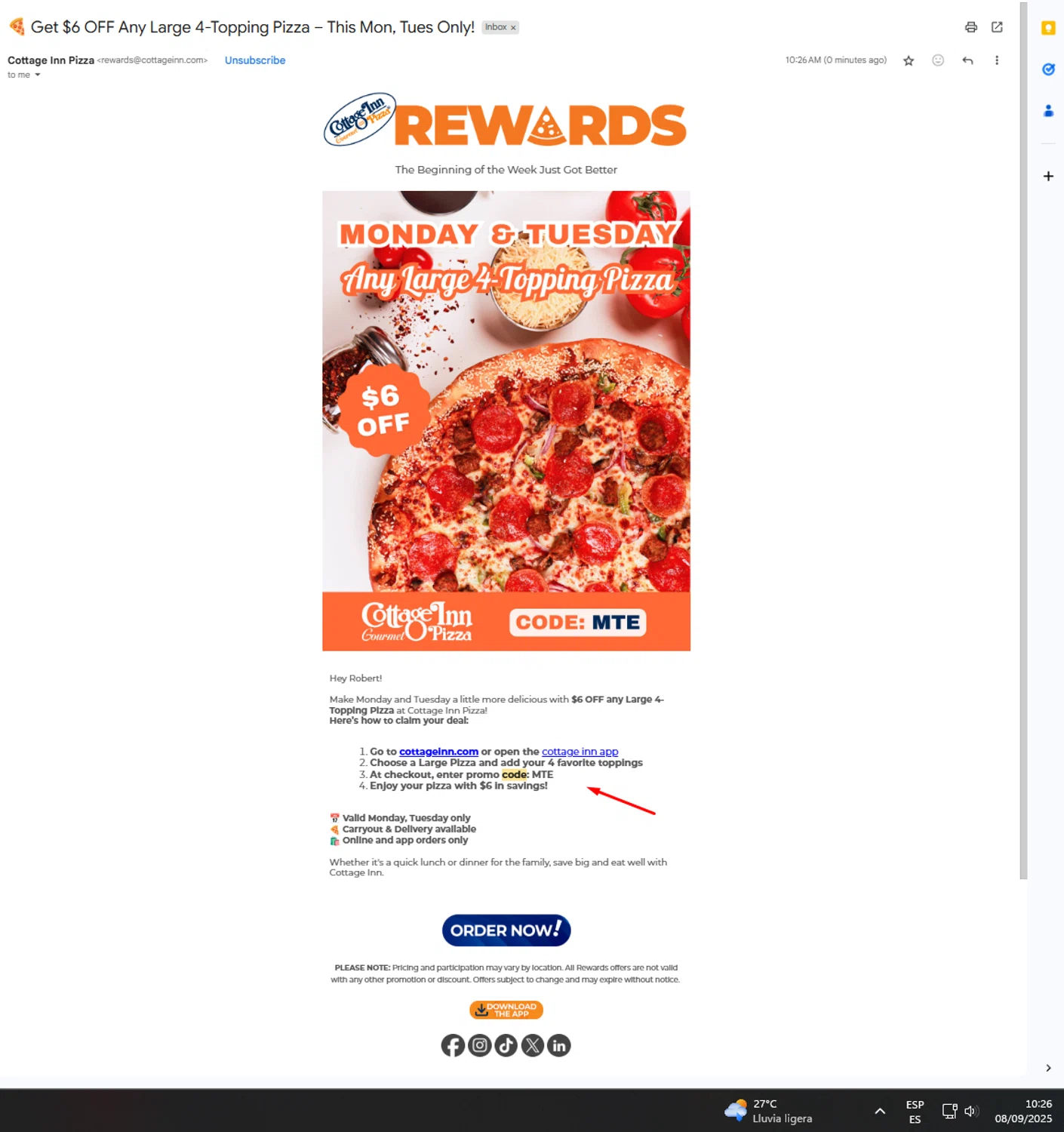 Cottage Inn Pizza Promo Codes (6 Verified) - $5 Off Sep 2025