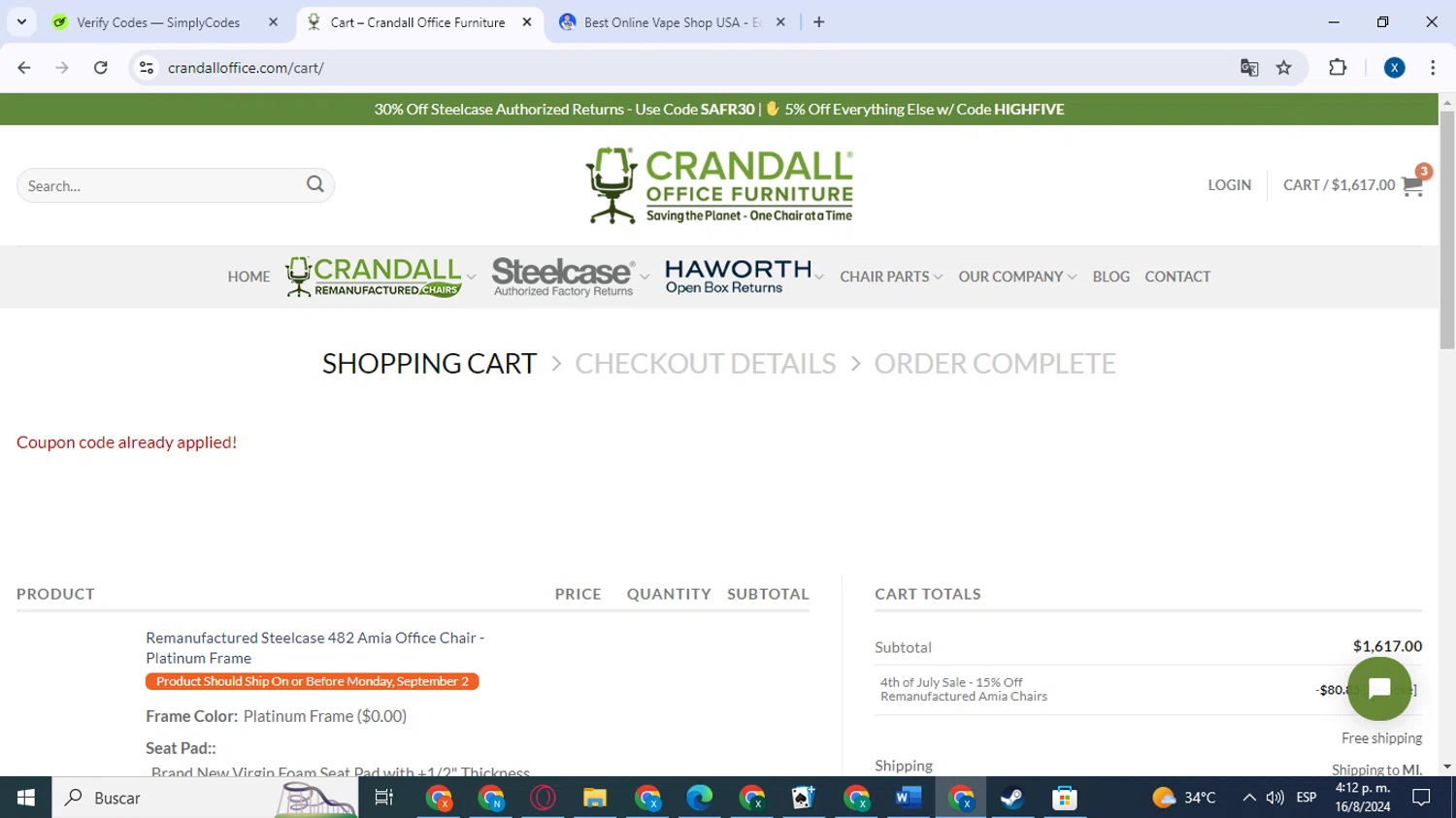 Crandall Office Furniture Promo Codes → 75% Off (Sitewide) in June