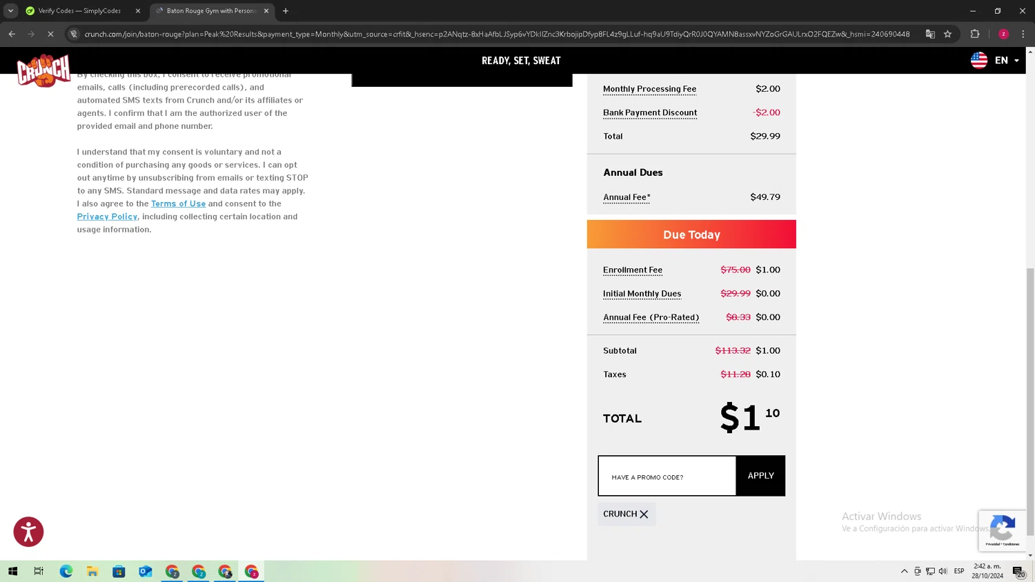 Crunch Promo Codes - up to 10% Off | November 2024