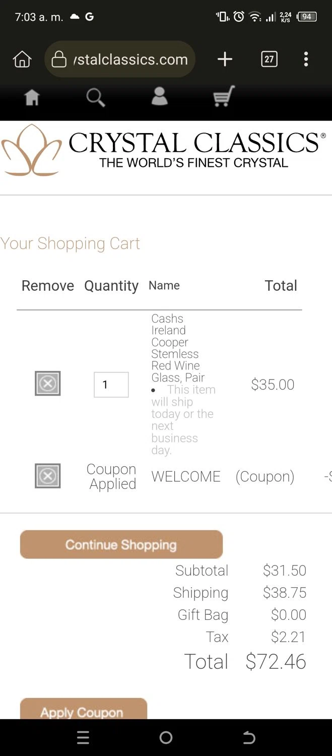 Crystal Classics Coupons - 20% Off | November 2024