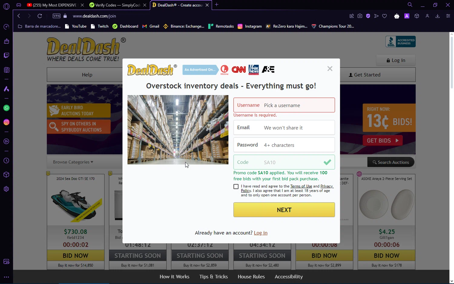 DealDash Promo Codes - $100 Off Coupon Codes in August 2024 | SimplyCodes