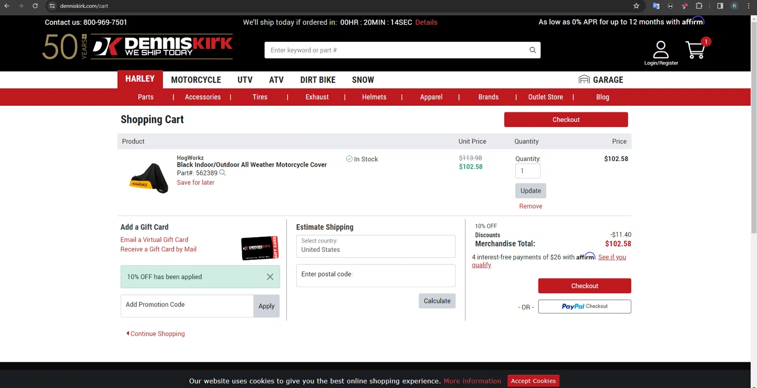 Dennis Kirk Promo Codes - 15% Off Coupons Jan 2025