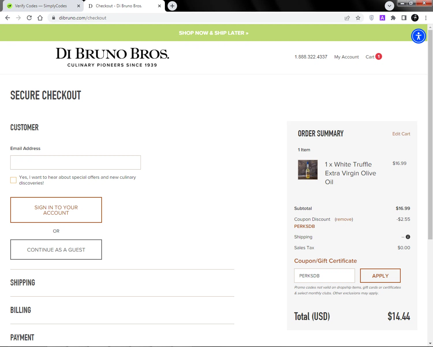 DiBruno Promo Codes - 15% Off | September 2024