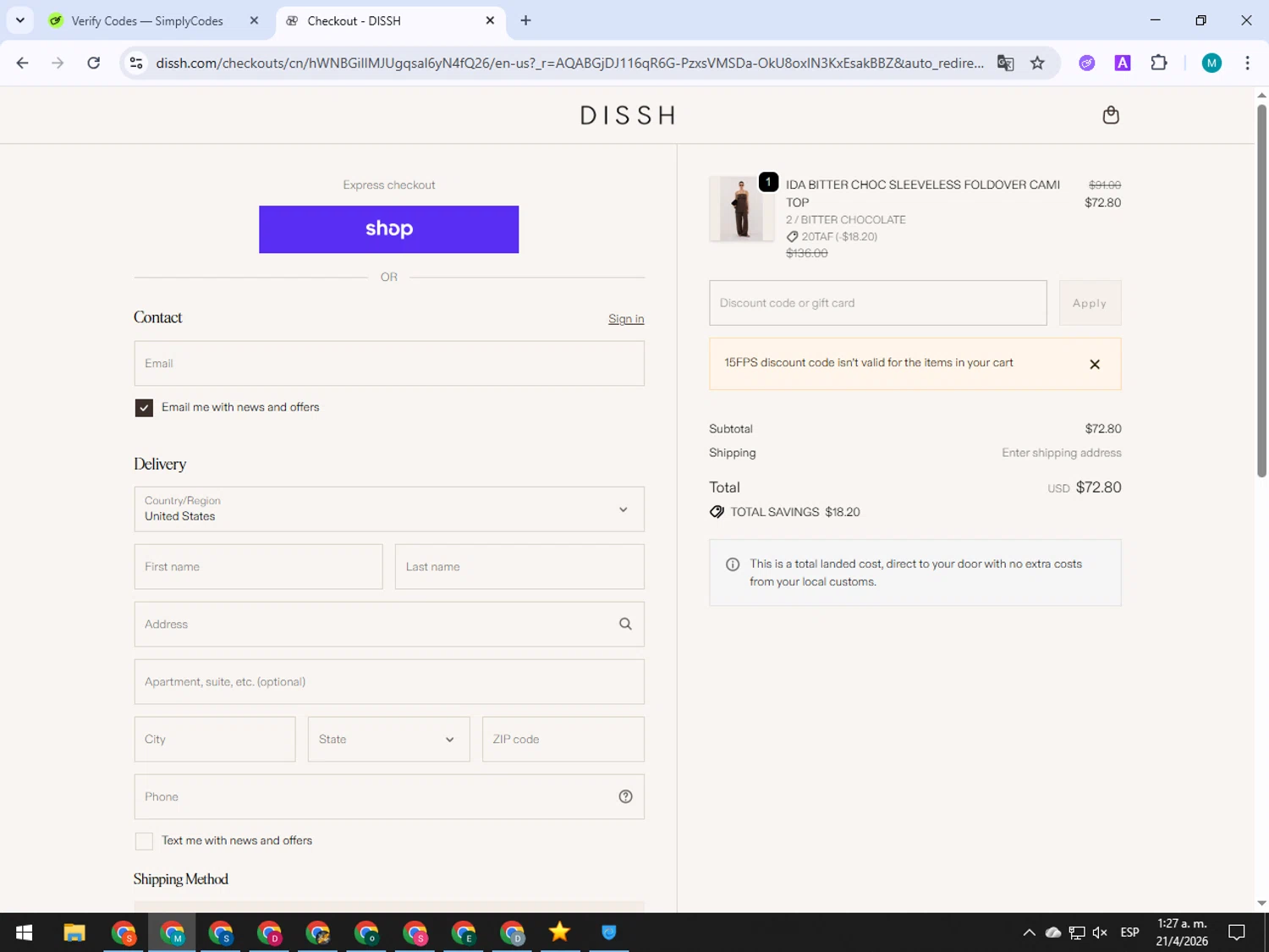 DISSH Promo Codes - 70% Off (+8 Codes) June 2026