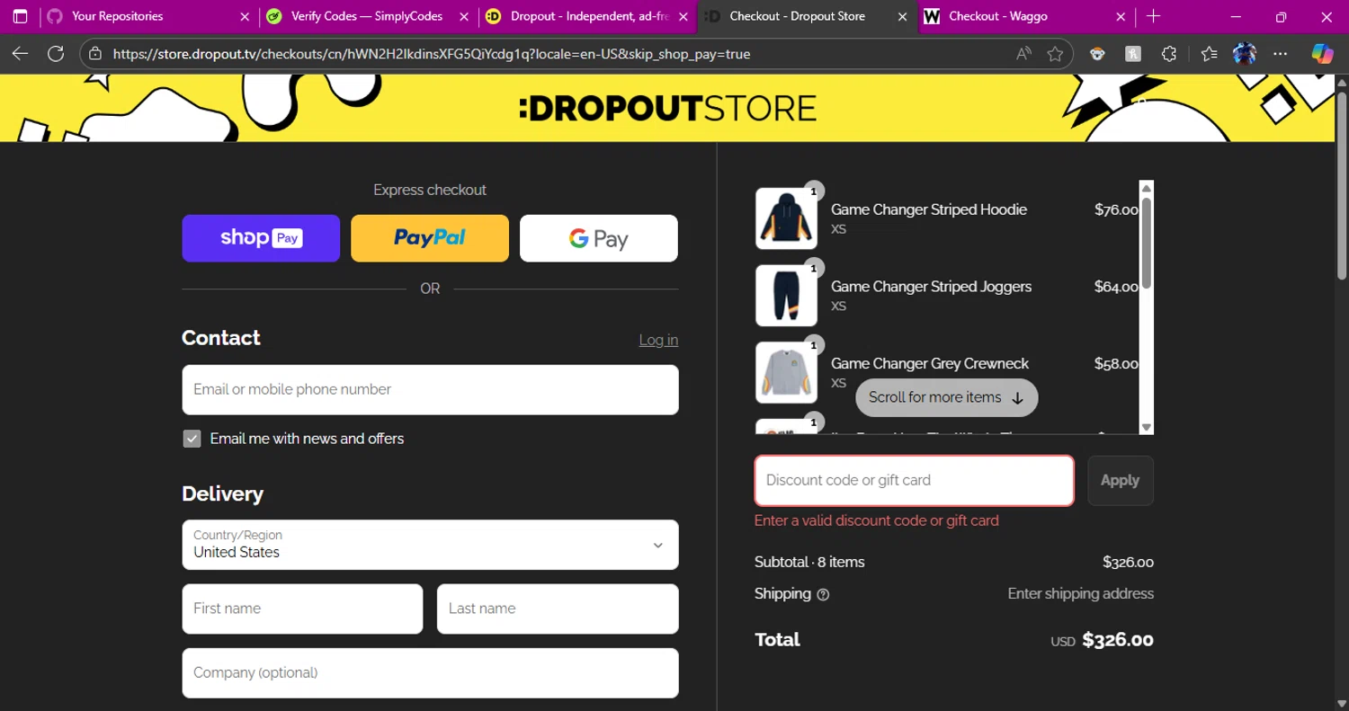 Dropout Promo Codes - 10% Off (3 Verified) Dec 2025