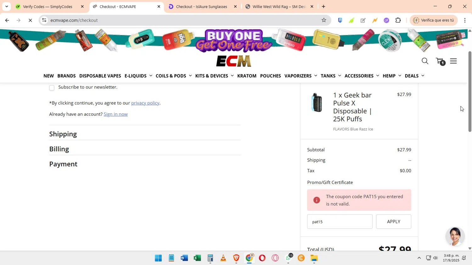 ECM Vape Discount Codes - 15% Off (3 Verified) Oct 2025