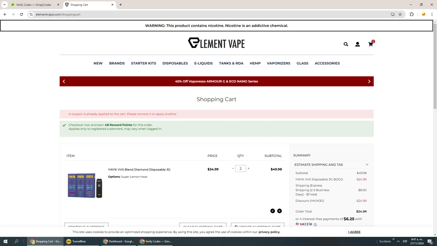 Element Vape Coupon Codes & Cyber Monday 2024 Deals - $45 Off