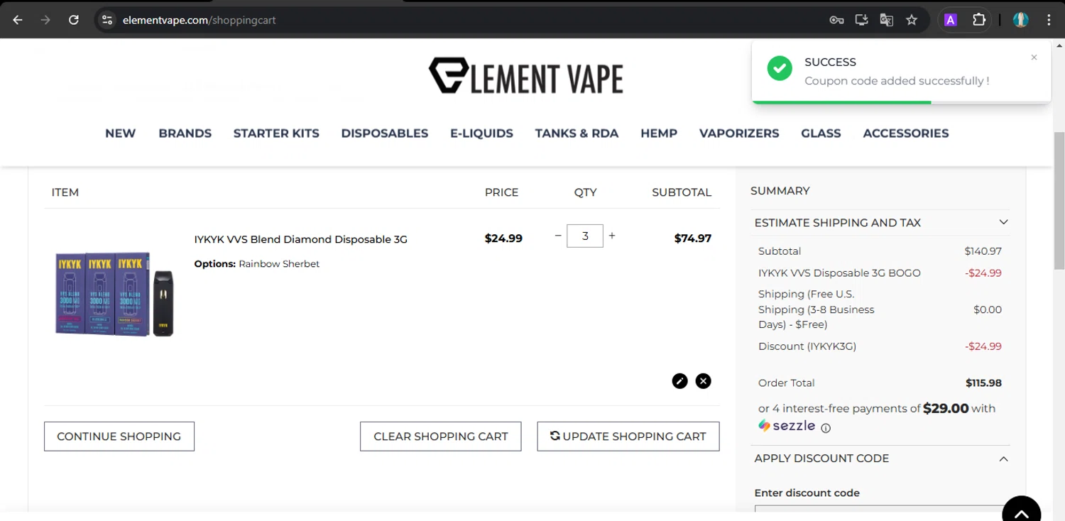 Element Vape Coupon Codes & Black Friday 2024 Deals - 22% Off