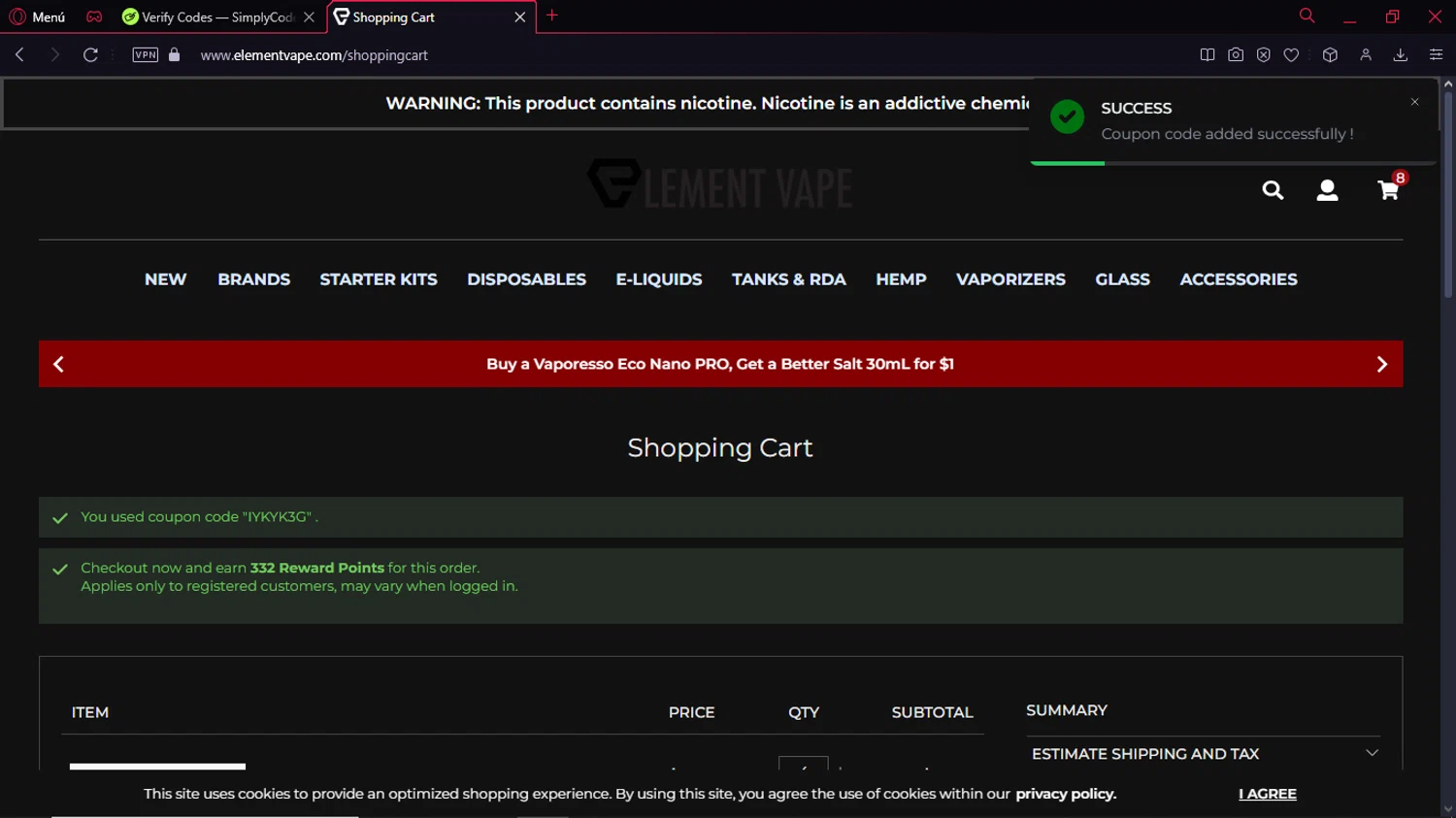 Element Vape Coupon Codes - $8 Off | November 2024