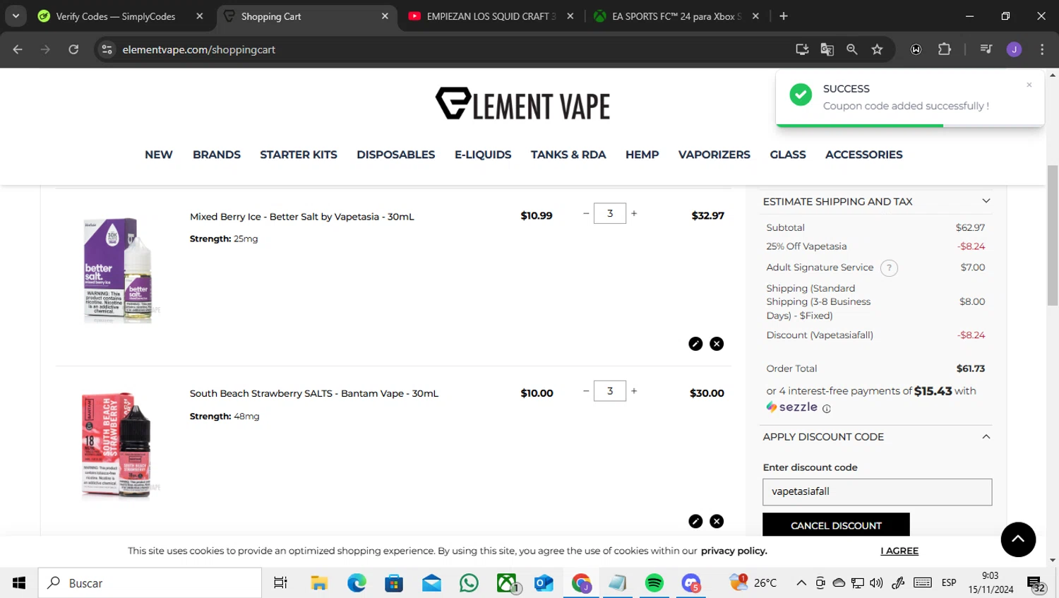 Element Vape Coupon Codes - $8 Off | November 2024