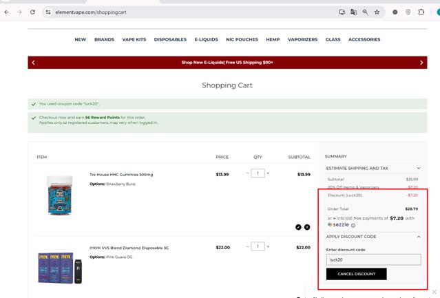 Element Vape Coupon Codes (9 Verified) - $20 Off Mar 2025