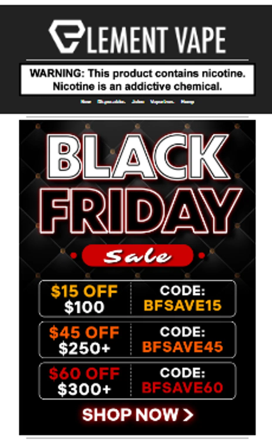 Element Vape Coupon Codes & Cyber Monday 2024 Deals - $45 Off
