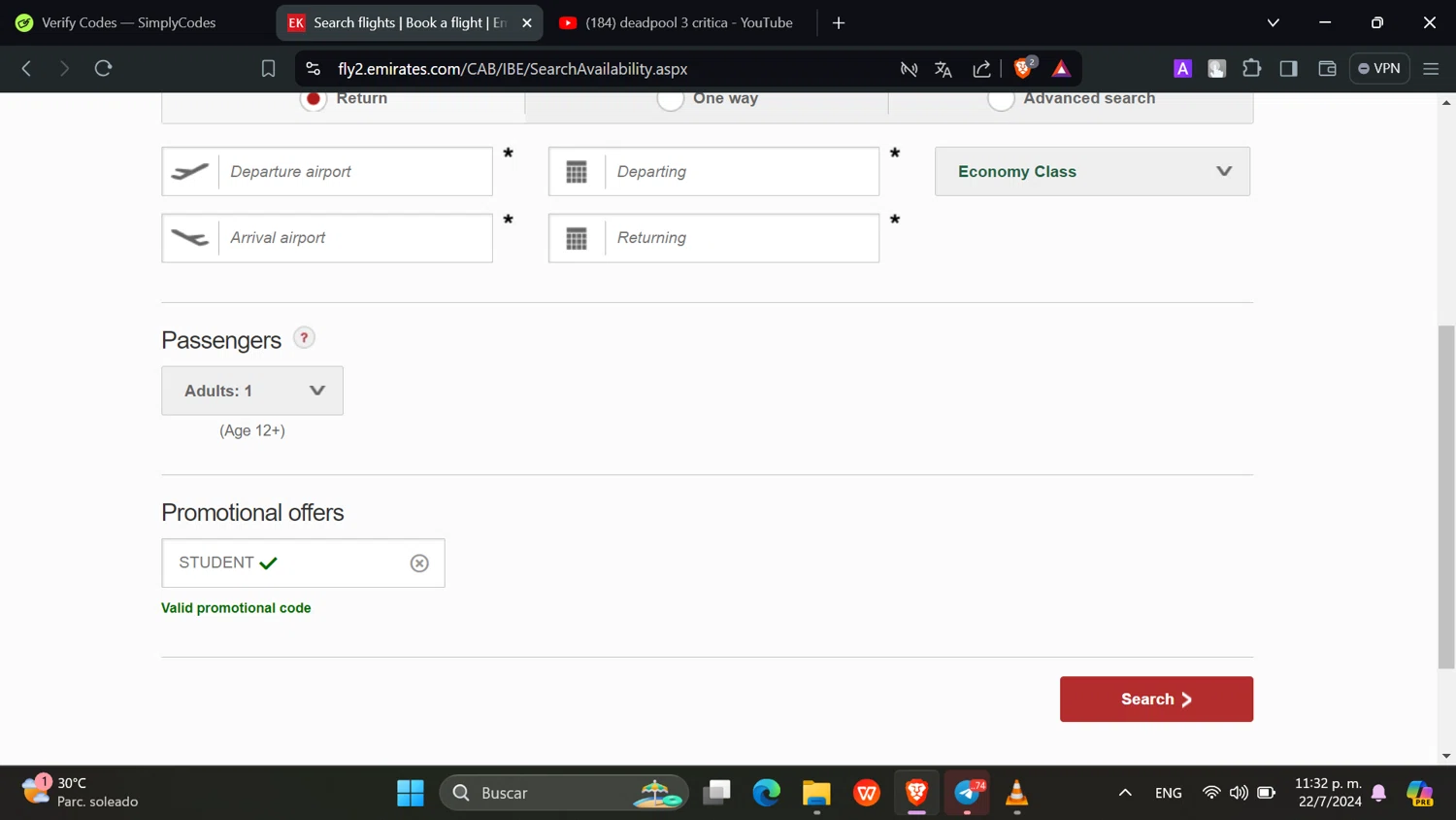 Emirates Promo Codes – 10% Off | August 2024