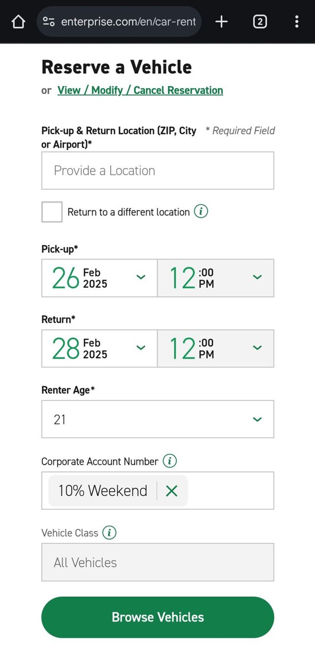 Enterprise Rent-A-Car Promo Code (1 Verified) - 15% Off Apr 2025