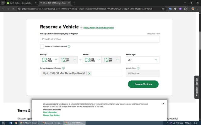 Enterprise Rent-A-Car Promo Codes - 15% Off Aug 2025
