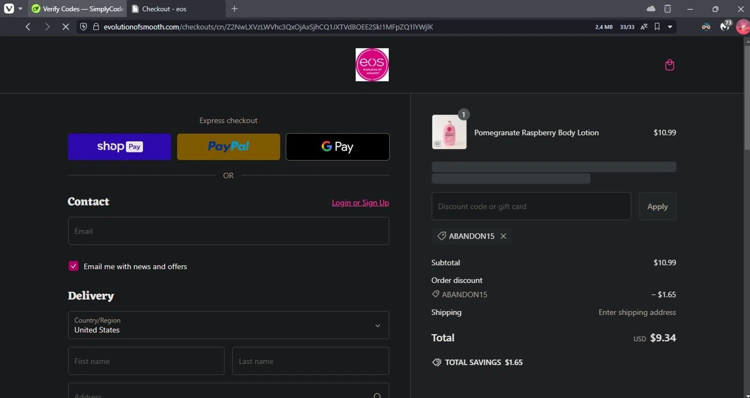 EOS Promo Codes - 15% Off | October 2024