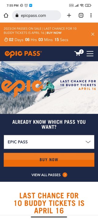 Epic Pass Promo Codes (1 Verified) - 20% Off w/Code Aug 2025