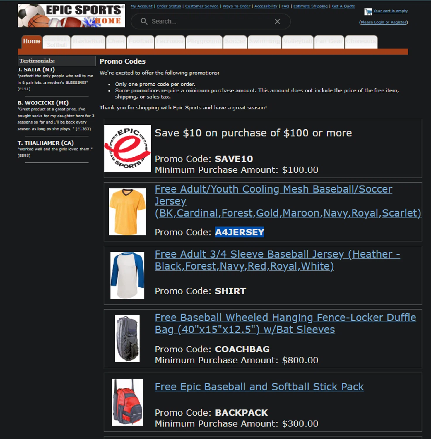 Epic Sports Promo Codes (7 Verified) - $10 Off Sep 2025