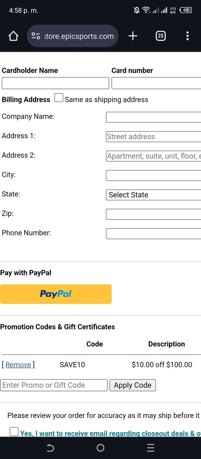 Epic Sports Promo Codes - $10 Off | September 2024