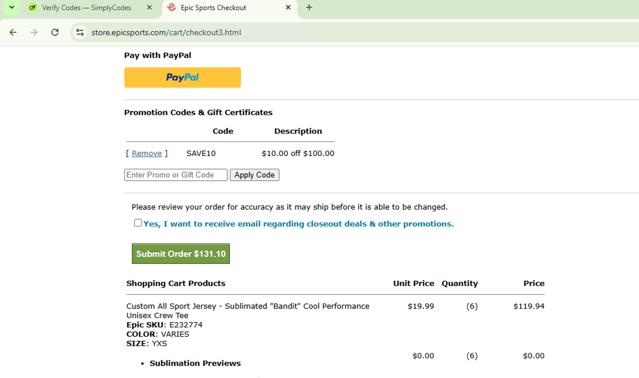 Epic Sports Promo Codes (7 Verified) - $10 Off Oct 2025