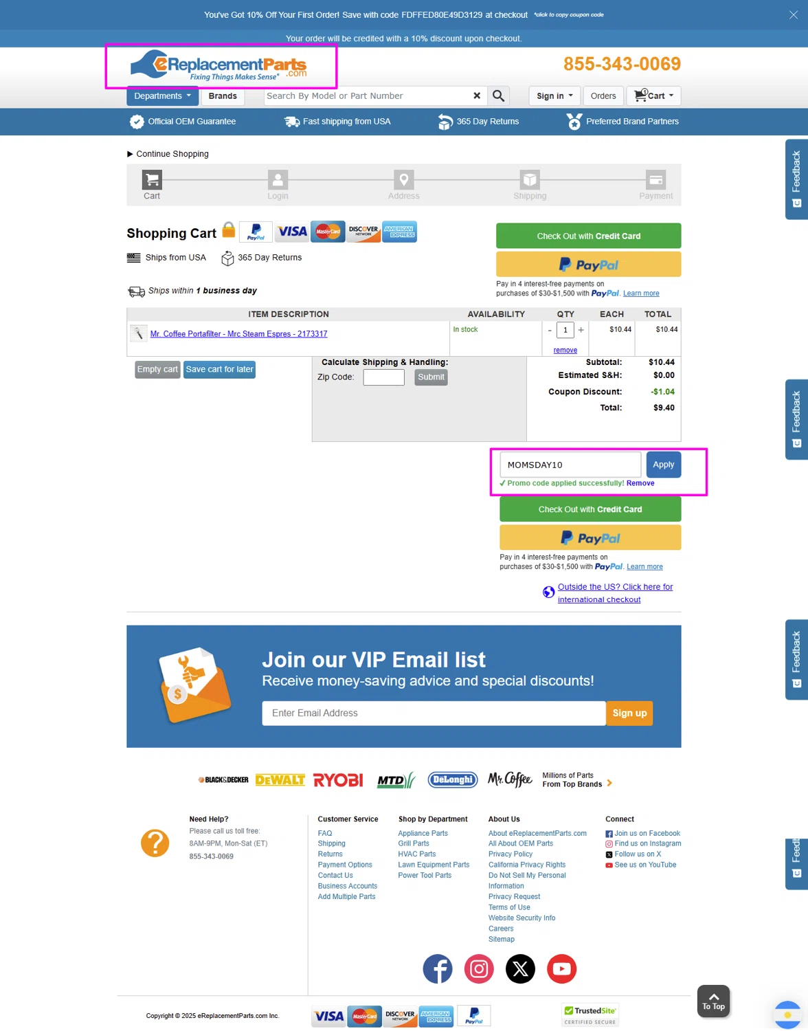 eReplacementParts.com Promo Codes - 15% Off Aug 2025