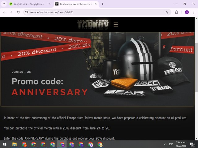 Escape from Tarkov Promo Codes - 20% Off Jun 2025