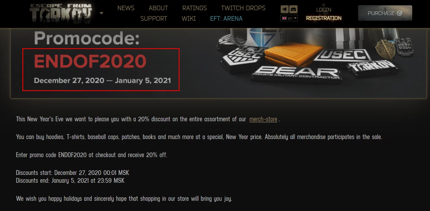 Escape from Tarkov Promo Codes - 20% Off Jun 2025