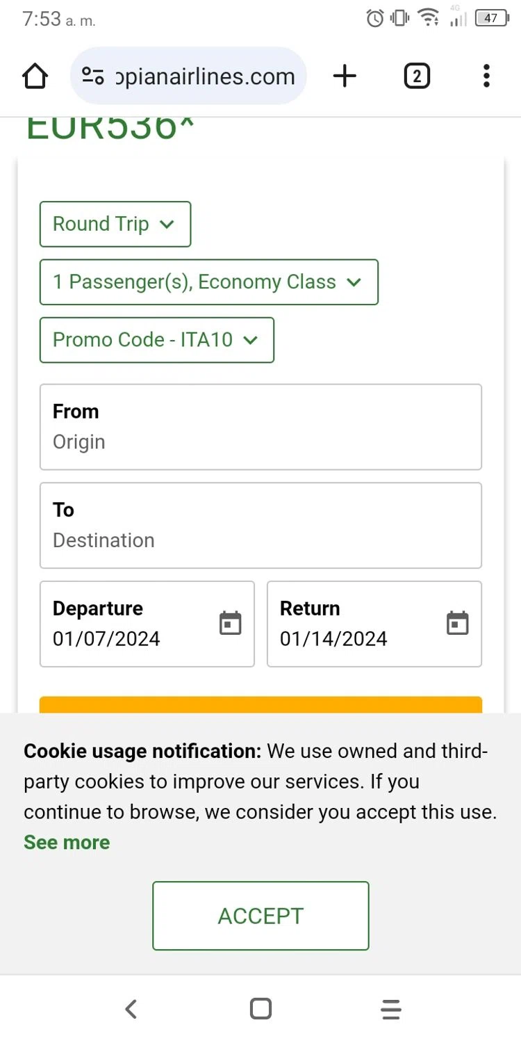 Ethiopian Airlines Promo Codes - 15% Off | January 2025