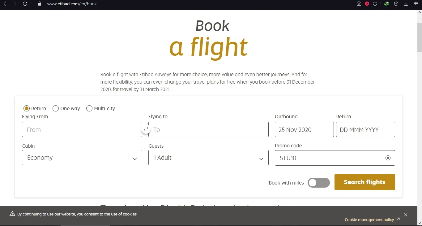 Etihad Airways Promo Codes - 20% Off | September 2024