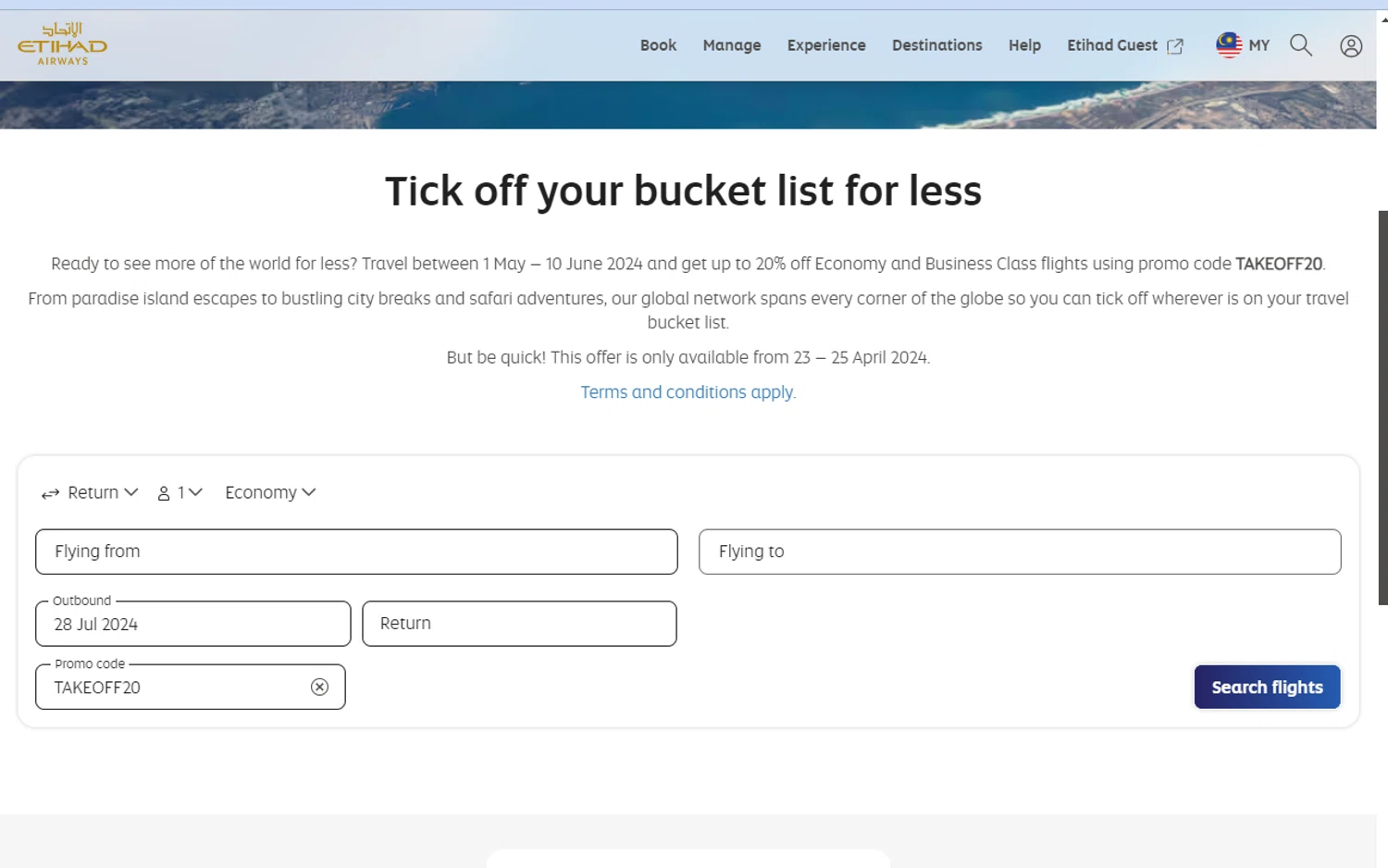Etihad Airways Promo Codes - 20% Off | September 2024