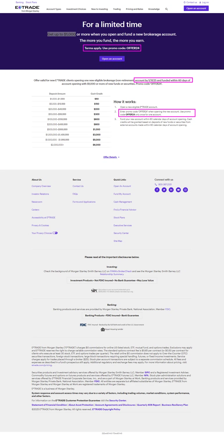 E*TRADE Promo Codes - $10,000 Off (2 Verified) Oct 2025