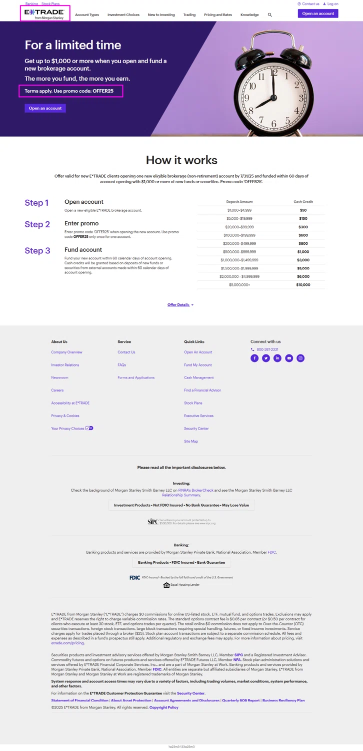 E*TRADE Promo Codes - $10,000 Off (2 Verified) Oct 2025
