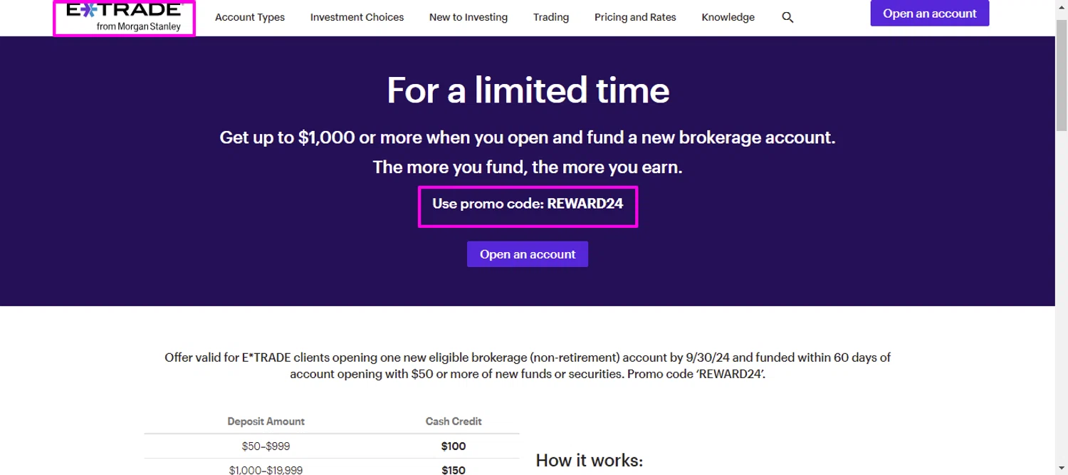 E*TRADE Promo Codes - $600 Off | September 2024